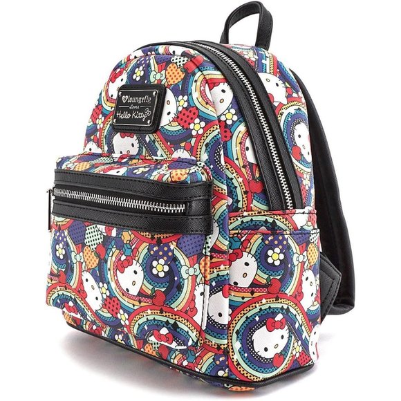 Bags | Women Mini Leather Hello Kitty Abstract Rainbow Backpack | Poshmark